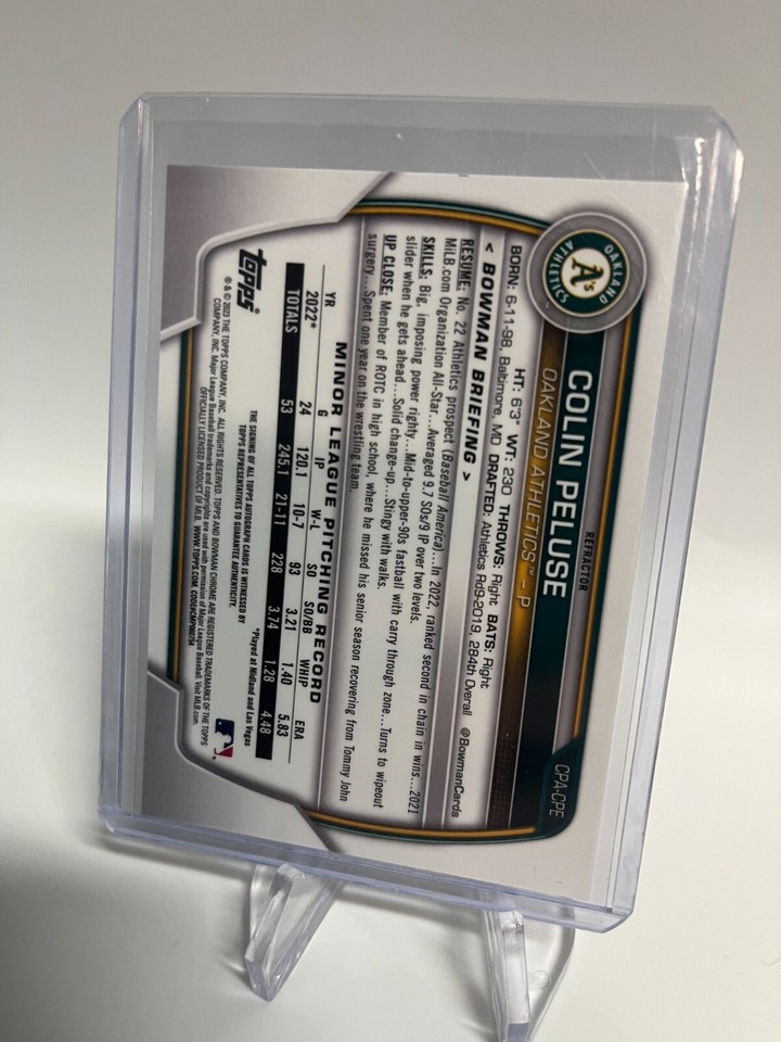 2023 Bowman Chrome Prospect COLIN PELUSE Auto Refractor #CPA-CPE ...