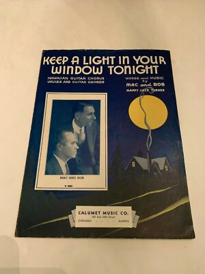 1933 Keep A Light In Your Window Tonight Sheet Music by Mac and Bob | eBay