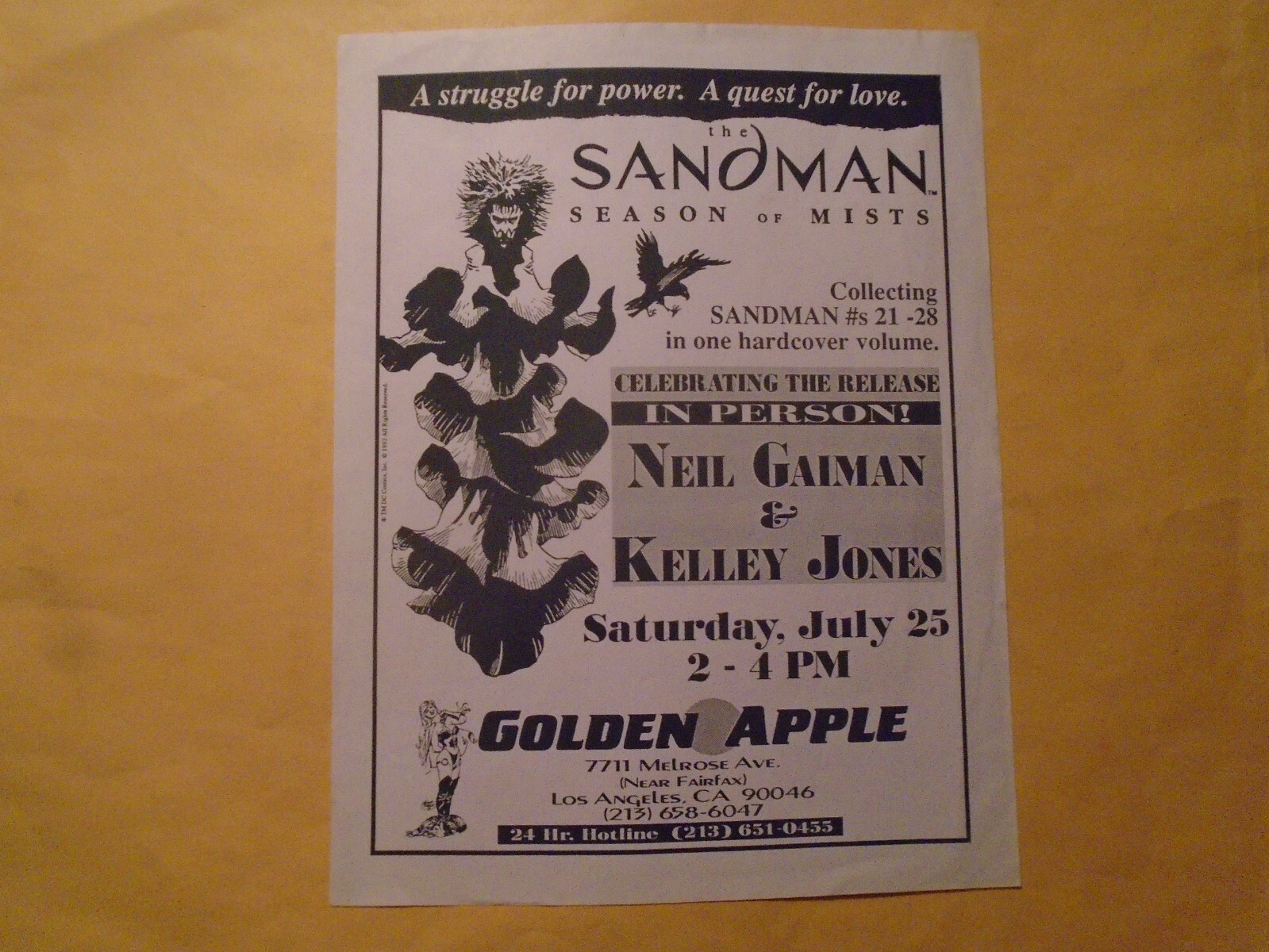 SANDMAN NEIL GAIMAN GOTH COMIC BOOK PROMO FLYER/POSTER/PHOTO ORIGINAL ...