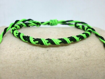 Lot Of 4 Bracelets/Anklet Thread Neon Green - Thread Waxed - Adjustable ...