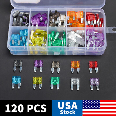 120pcs MINI Blade Fuse Assortment Auto Car Motorcycle SUV FUSES Kit APM ...