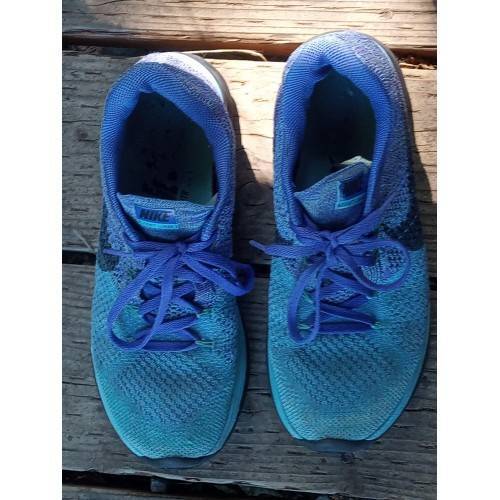 Nike Flyknit Lunar 3 698182-402 Women's Purple & Blue Running Shoes ...