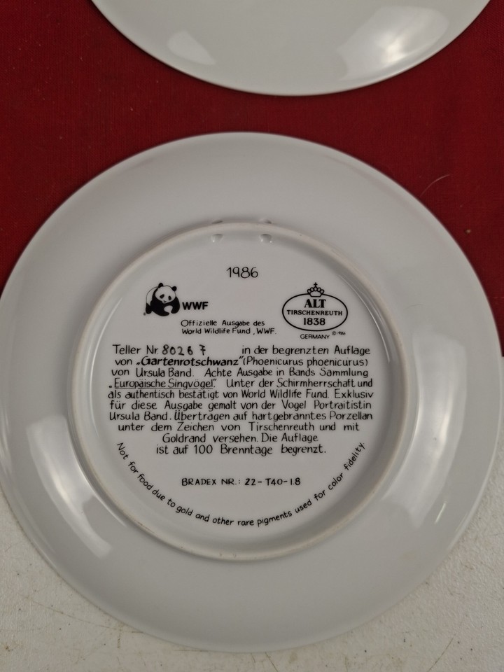 Four 1986 World Wildlife Fund Bird Plates "Band's Ursula Band All ...