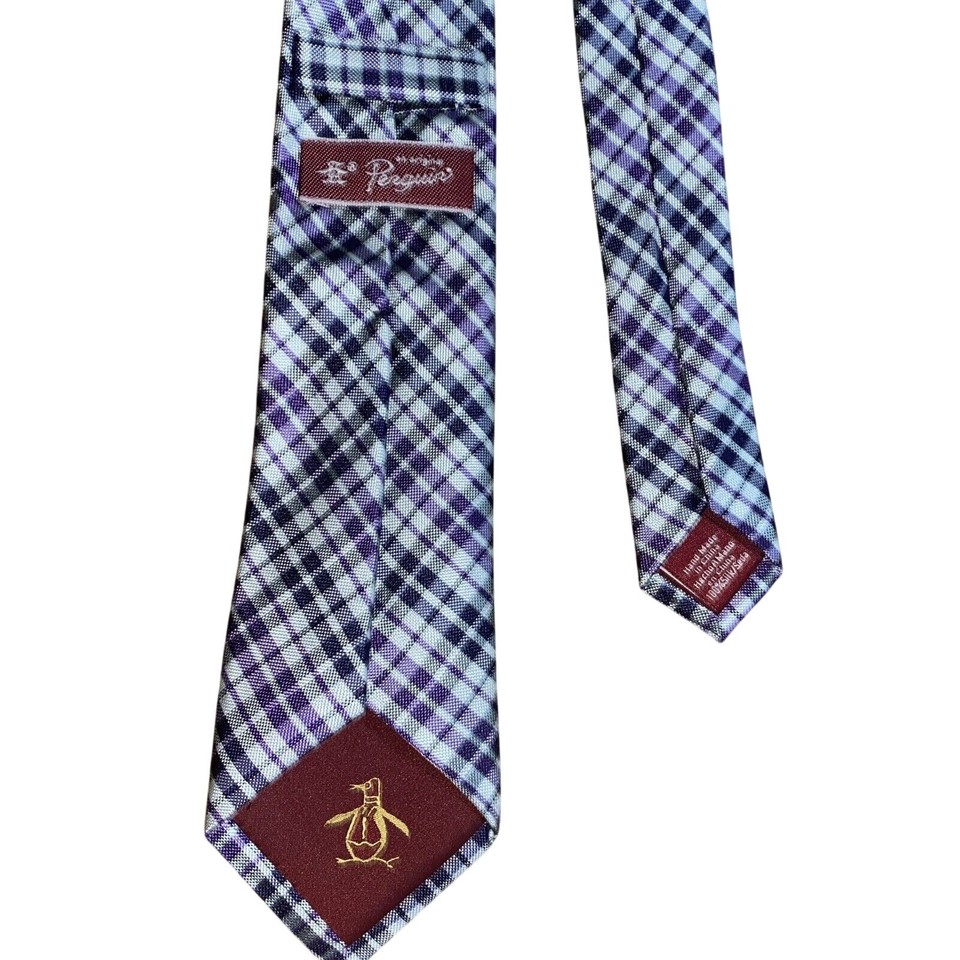 Black Purple & White Plaid Original Penguin Silk Neck Tie | eBay