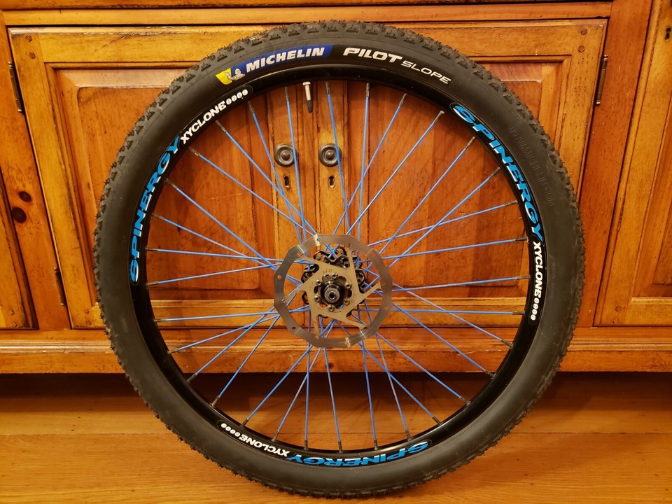 Spinergy Xyclone Rear Wheel, Disc rim, blue spokes, vintage 26" mtb ...