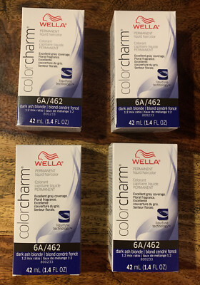 Set 4 Wella Permanent Liquid Color 6A/462 Dark Ash Blonde Color Charm ...