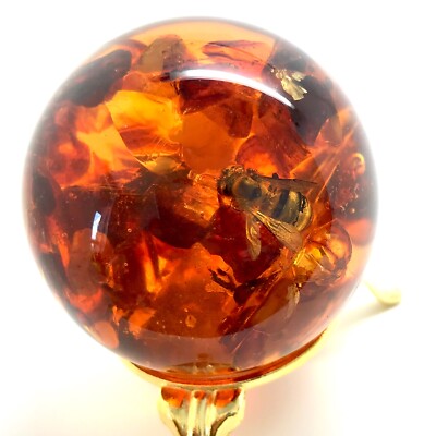 Spectacular Baltic amber ball with insect inclusion ø ±54mm ±100grams ...