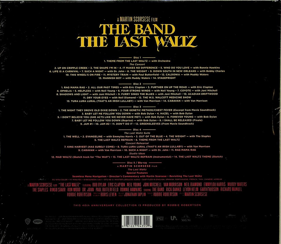 THE BAND Last Waltz 40th Anniversary DELUXE 4-CD Blu-Ray Set 2016 NEW ...