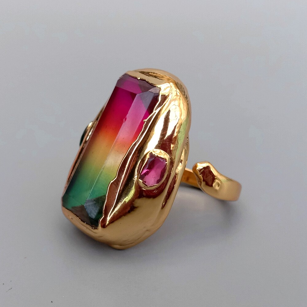 Multi Color Rainbow Rectangle Zirconia Finger Rings Dating Jewelry ...