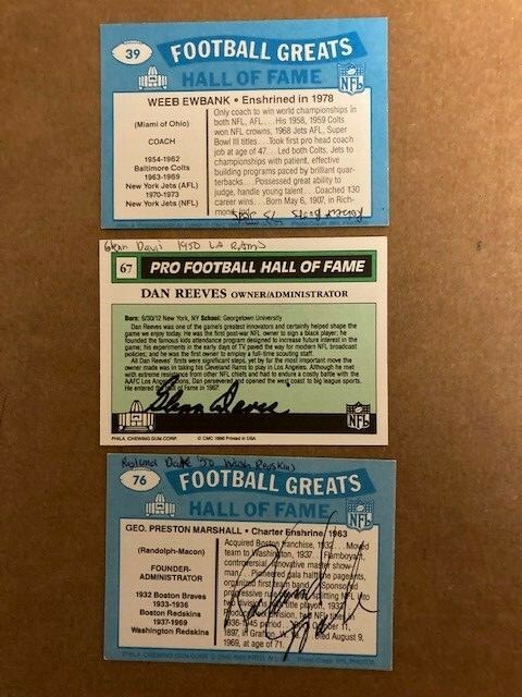 Glenn Davis 1950 LA Rams Signed Dan Reeves Owner Card COA | eBay