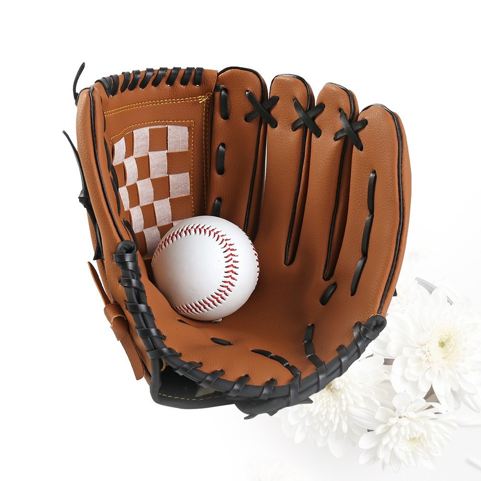 PU Brown 10.5 Inch Thicken Baseball Pitcher Gloves Softball Sports ...