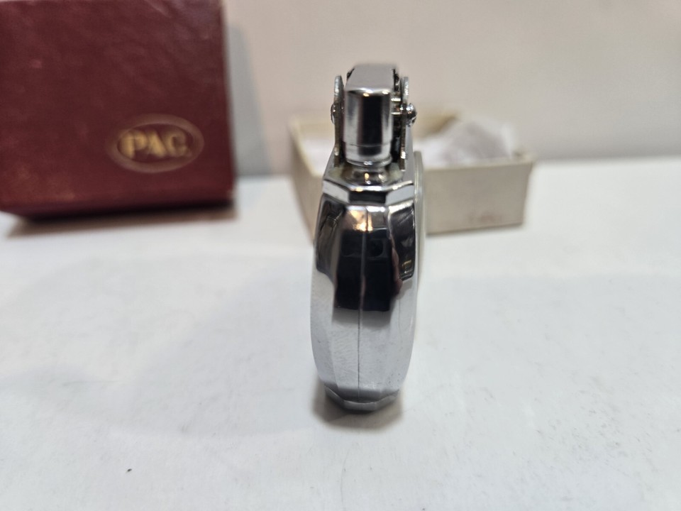 Working VINTAGE ROULETTE WHEEL Silver Tone PAC LIGHTER/ Original Box ...