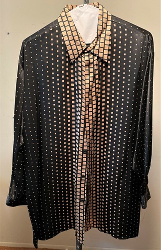 VINTAGE MEN'S GENELLI TWO TONE PATTERN SHIRT - 100% SILK - SIZE XL ...