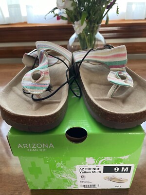 AZ Multi Color Yellow Arizona French Sandals Sz 9M New | eBay