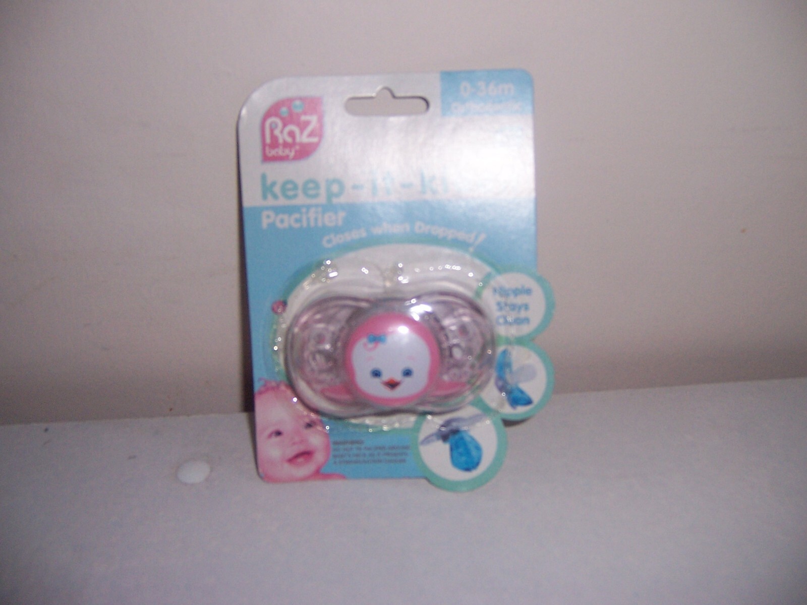 RAzbaby Raz baby pacifier keep it kleen pink penguin | eBay