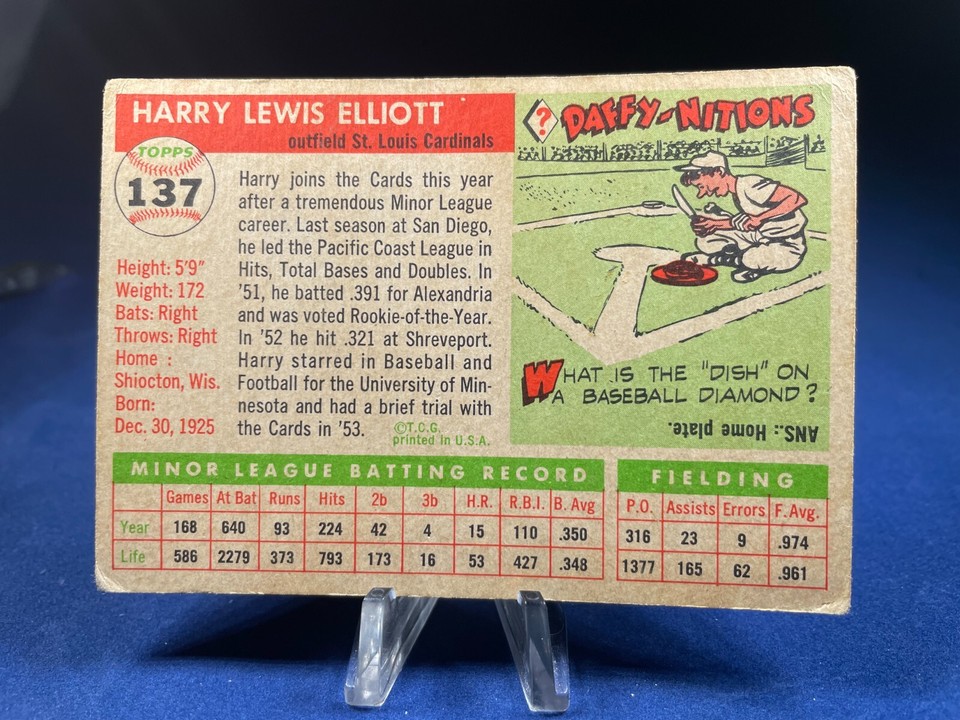 1955 Topps Baseball Card Harry Elliott #137 St. Louis Cardinals | eBay
