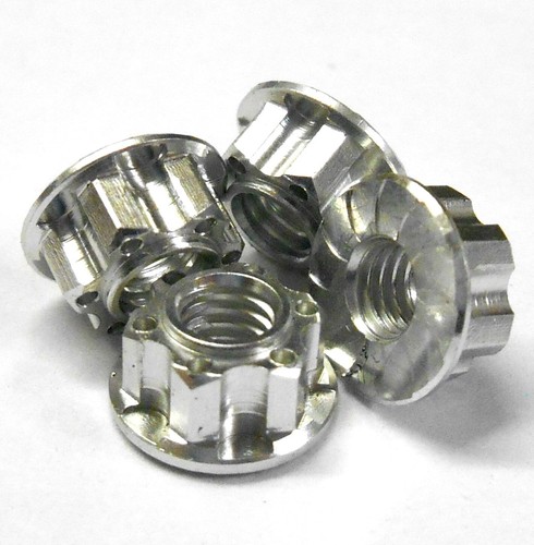 YA-0448SV 1/10 M4 4mm Alloy Aluminium Wheel Flange Knurled Lock Nut x4 ...