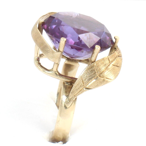 + Vintage 14k Solid Gold 14ct Round Purple Amethyst Ladies Cocktail ...
