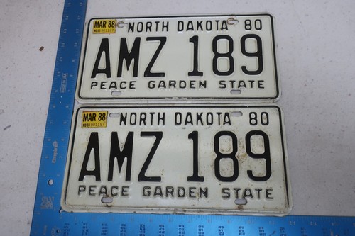 North Dakota License Plate ND 1980 80 1988 88 Pair Set AMZ 189 | eBay