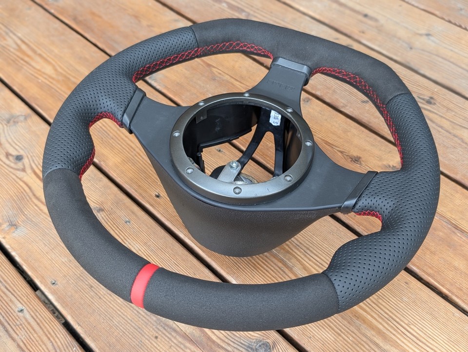 NEW LEATHER Steering Wheel OEM Mitsubishi Lancer Evolution 7 8 9 FLAT ...