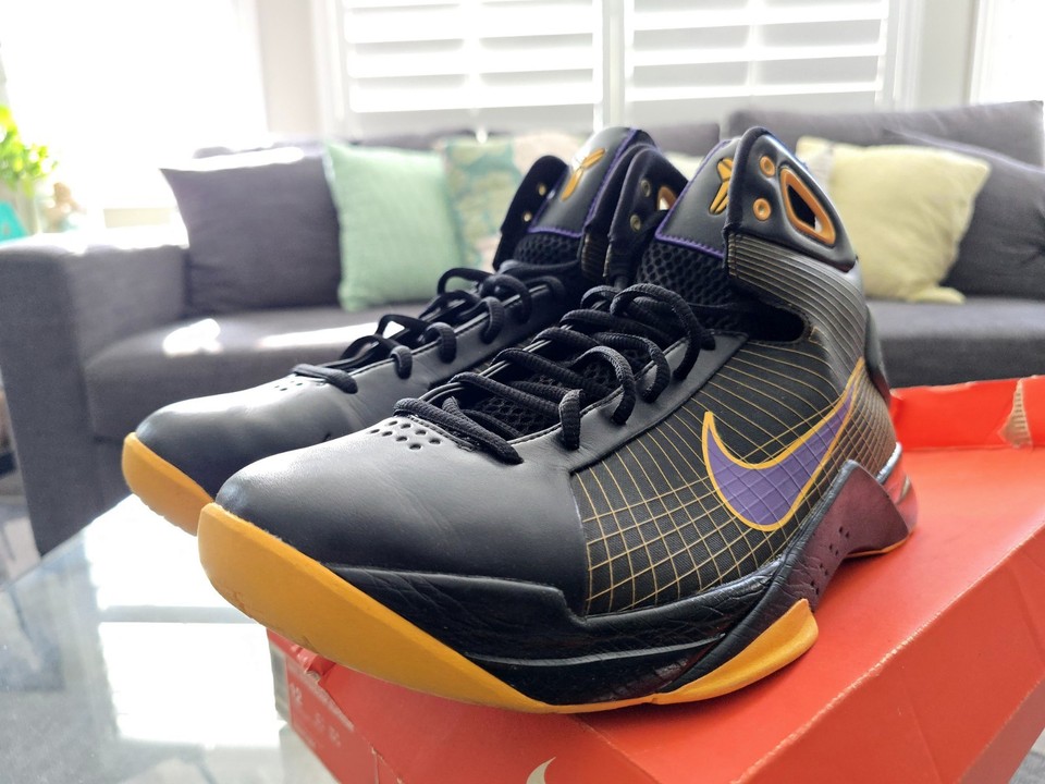 2008 NIKE HYPERDUNK LAKERS AWAY SZ 12 333373 051 KOBE BASKETBALL ...