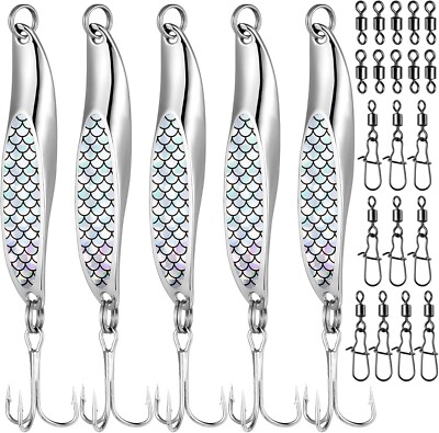 5pc 7cm 21g Metal Sea Spinner Lure Jig Cod Bass Mackerel Pike Pier ...