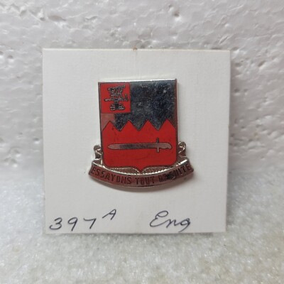 VTG US Army Crest DI DUI Pin 397th Engineer Battalion Essayons Tout De ...