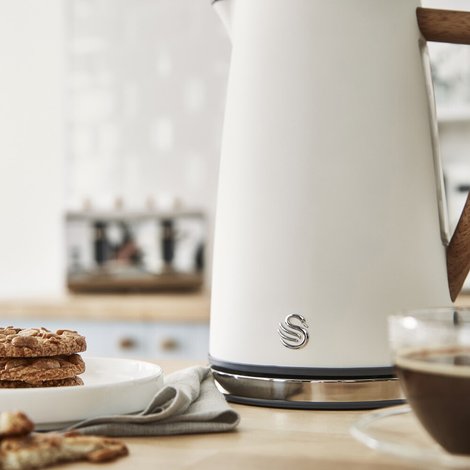 Swan Nordic White Kettle 4 Slice Toaster & Digital Microwave ...