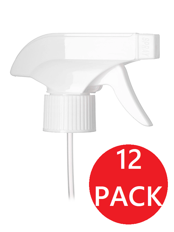 12 PACK White plastic 28-410 Ribbed Spray/Stream/Off Nozzle Trigger ...