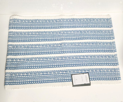 Cornflower Blue Striped Bath Rug 100% Cotton 17 in x 24 in - Threshold ...