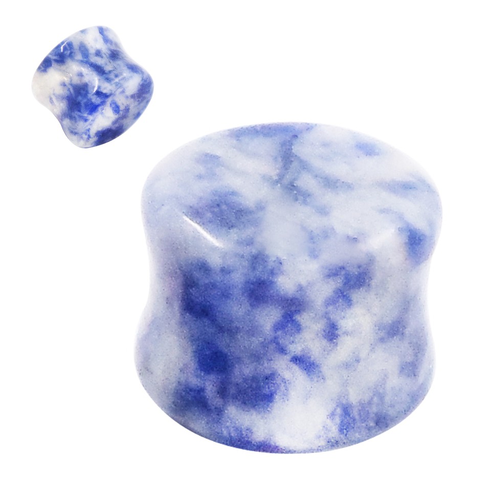 PAIR Organic Natural Stone Ear Gauges Ear Plugs Double Flared Piercing ...