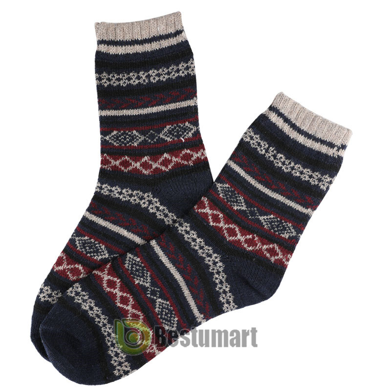 1-5Pairs Socks Men Women Vintage Style Winter Soft Warm Thick Knit Wool ...