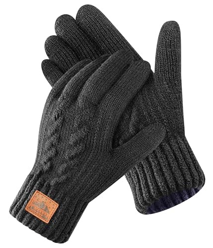 Merino Wool Gloves for Men & Women, Thermal Gloves With X-Large Black ...