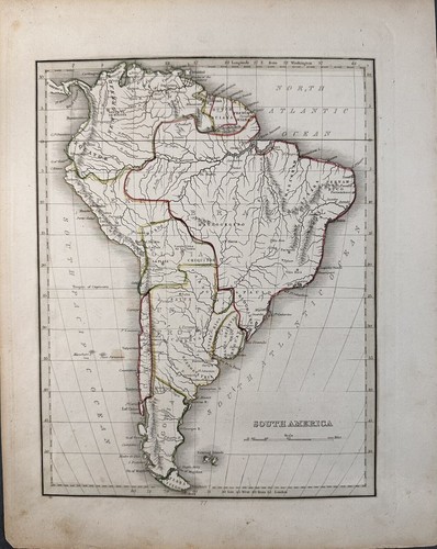 1835 South America Original Map, Hand Colored Outlines | eBay
