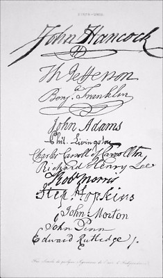 FAC SIMILE of signatures of some founding fathers of USA - Engraving ...