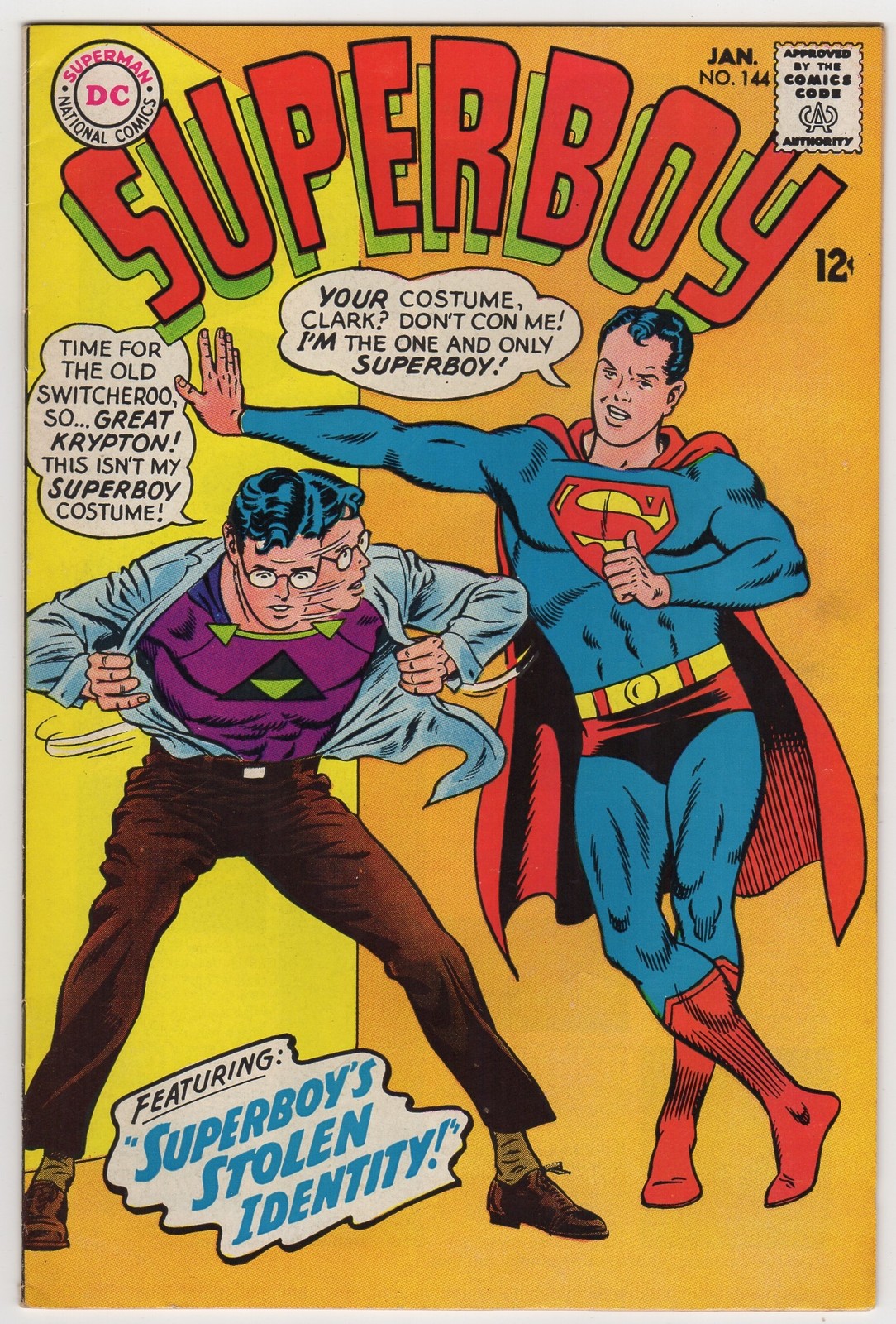 Superboy #144 Jan 1968 VF 8.0 DC Comics | eBay