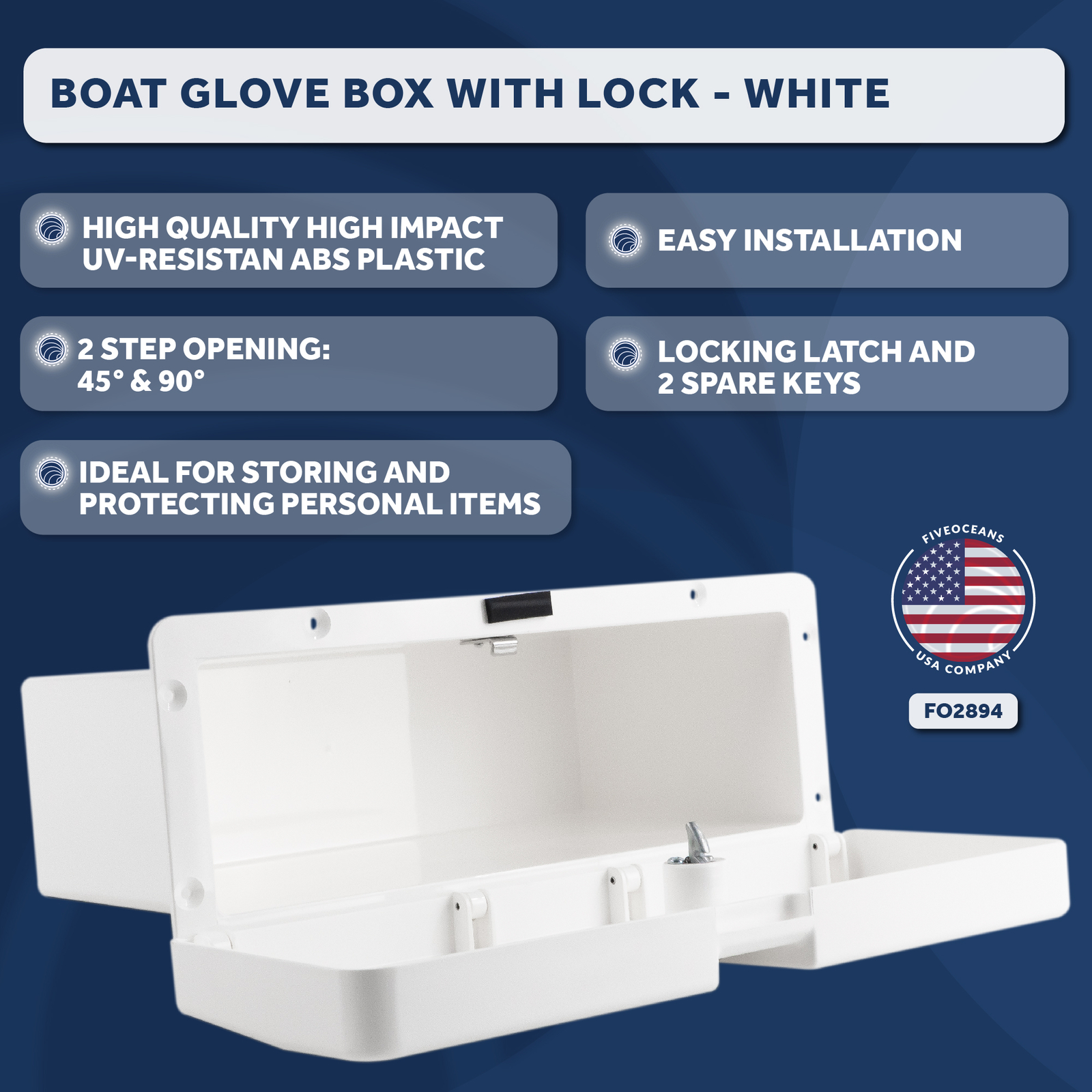 Boat Glove Box, Lockable with 2 Keys, High-Impact and UV-Resistant ...