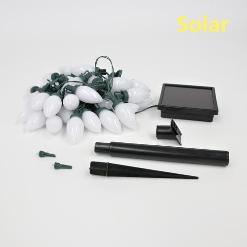 40 LED Solar Warm White Ceramic C9 Christmas String Light Outdoor ...
