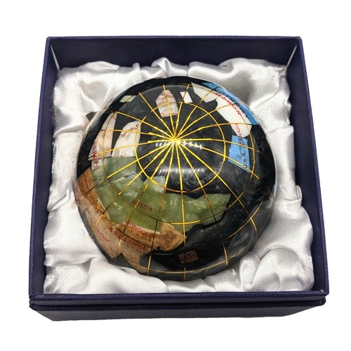 unique art 3-inch Black Pearl Swirl ocean gemstone world globe ...