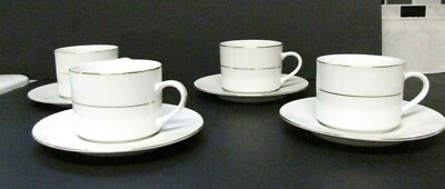 Ciera Fine China White Trimmed In Gold Cups and Saucers (set of 4) | eBay