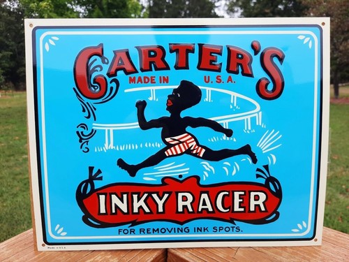 NOS OLD STOCK TIN METAL CARTER'S INKY RACER EMBOSSED INK SIGN MINT ...