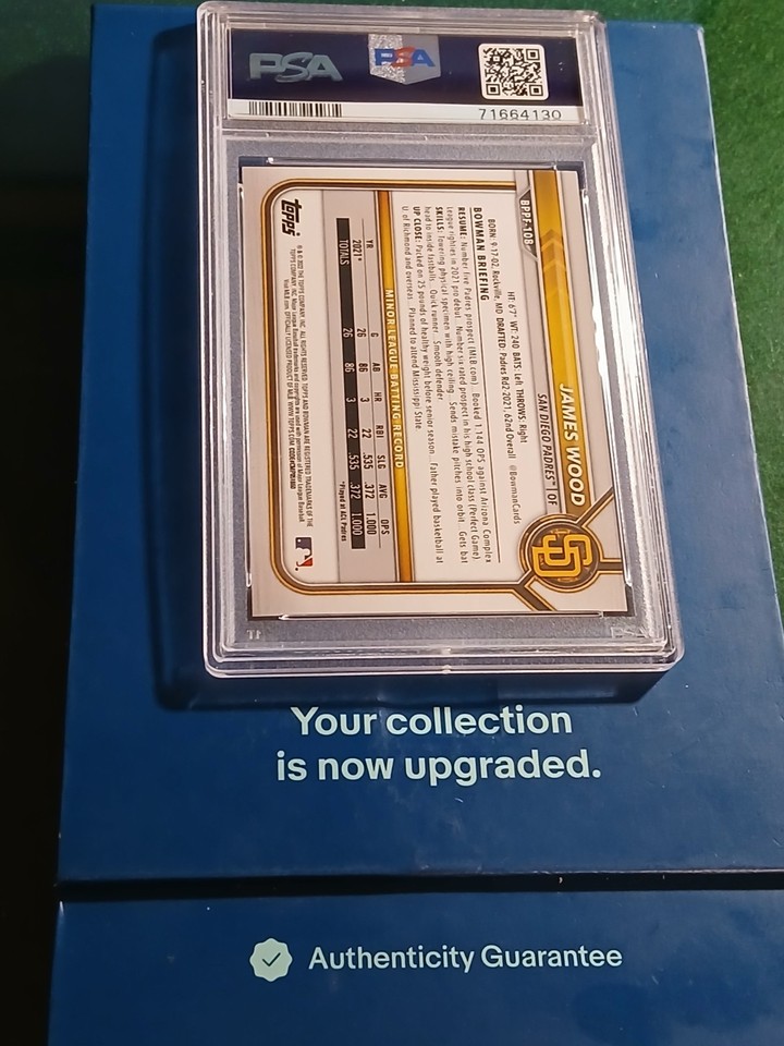 2022 Bowman PSA LOT Padres James Wood #BPPF108 Chrome 1st AUTO ...
