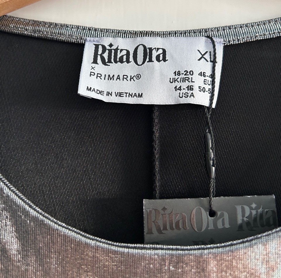 Rita Ora x Primark silver shiny tank vest top size XL UK 18-20 | eBay
