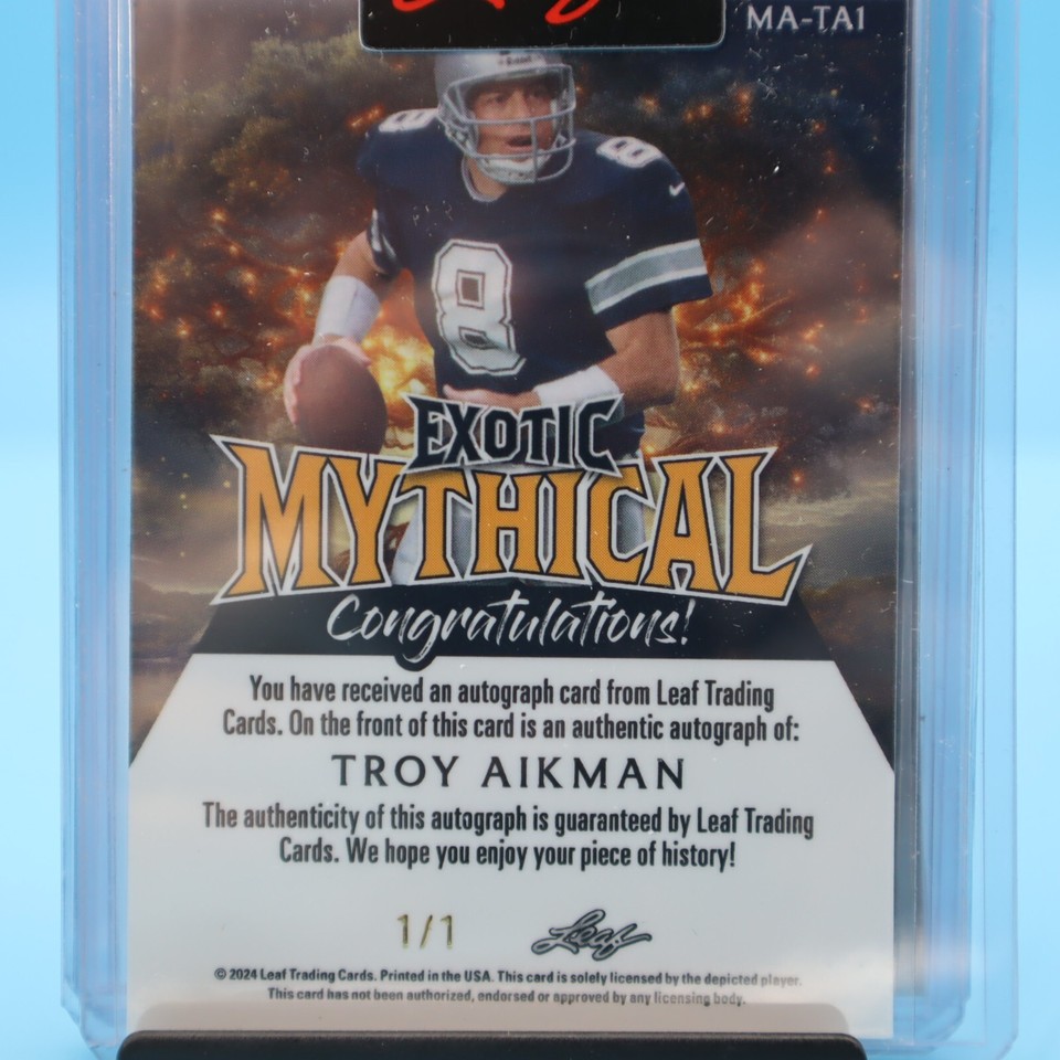 TROY AIKMAN 2024 LEAF EXOTIC MYTHICAL CYCLOPS AUTO TRUE 1/1 FOOTBALL ...