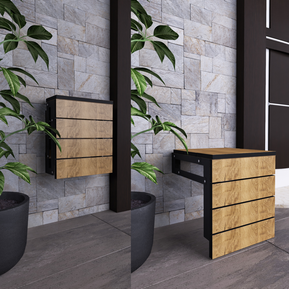 Wall Mounted Wooden Foldable Seat, Shoe Bench Helper, Murphy Bench ...