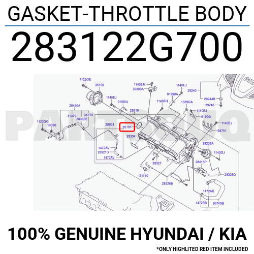 283122G700 Genuine Hyundai / KIA GASKET-THROTTLE BODY | eBay