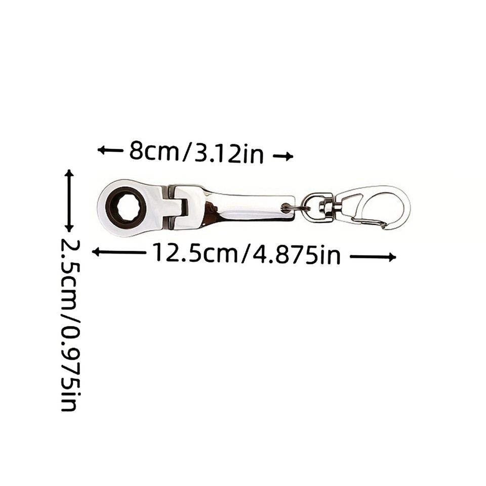 1pc 10mm Mini Shaped Wrench Tool Metal Keychain Key Chain Ring Keyring ...
