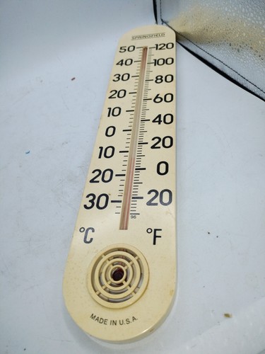 Vintage Springfield Instrument Co Thermometer Eggshell Color Plastic 15 ...