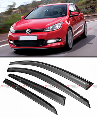 BLACK TRIM TINTED WINDOW VISOR RAIN GUARDS W/ CLIP FOR 2015-21 VW MK7 ...