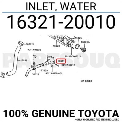 1632120010 Genuine Toyota INLET, WATER 16321-20010 | eBay
